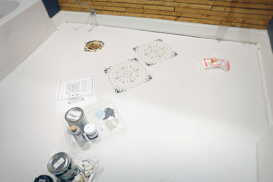 How To: Stencil Paint a Ceramic Tile Floor. (The Cheaper Way ...