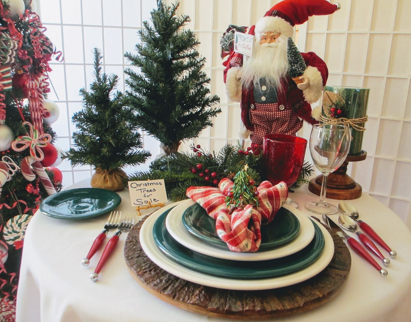 Table for One: Santa withTrees and Evergreen Fiestaware