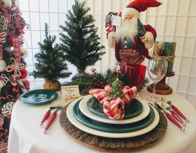 Table for One: Santa withTrees and Evergreen Fiestaware
