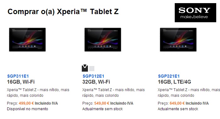 Tablet Sony Xperia Z já Disponível em Portugal por 499€ | Aberto até de ...