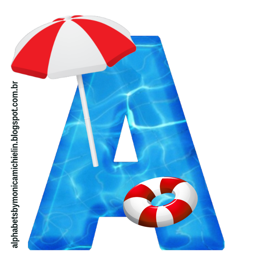 M. Michielin Alphabets: PISCINA COM GUARDA-SOL E BÓIA ALFABETO, POOL ...