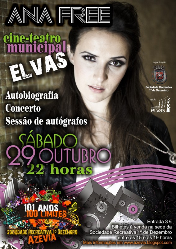 Sociedade Recreativa 1º de Dezembro - Elvas: Azevia traz ANA FREE a ...
