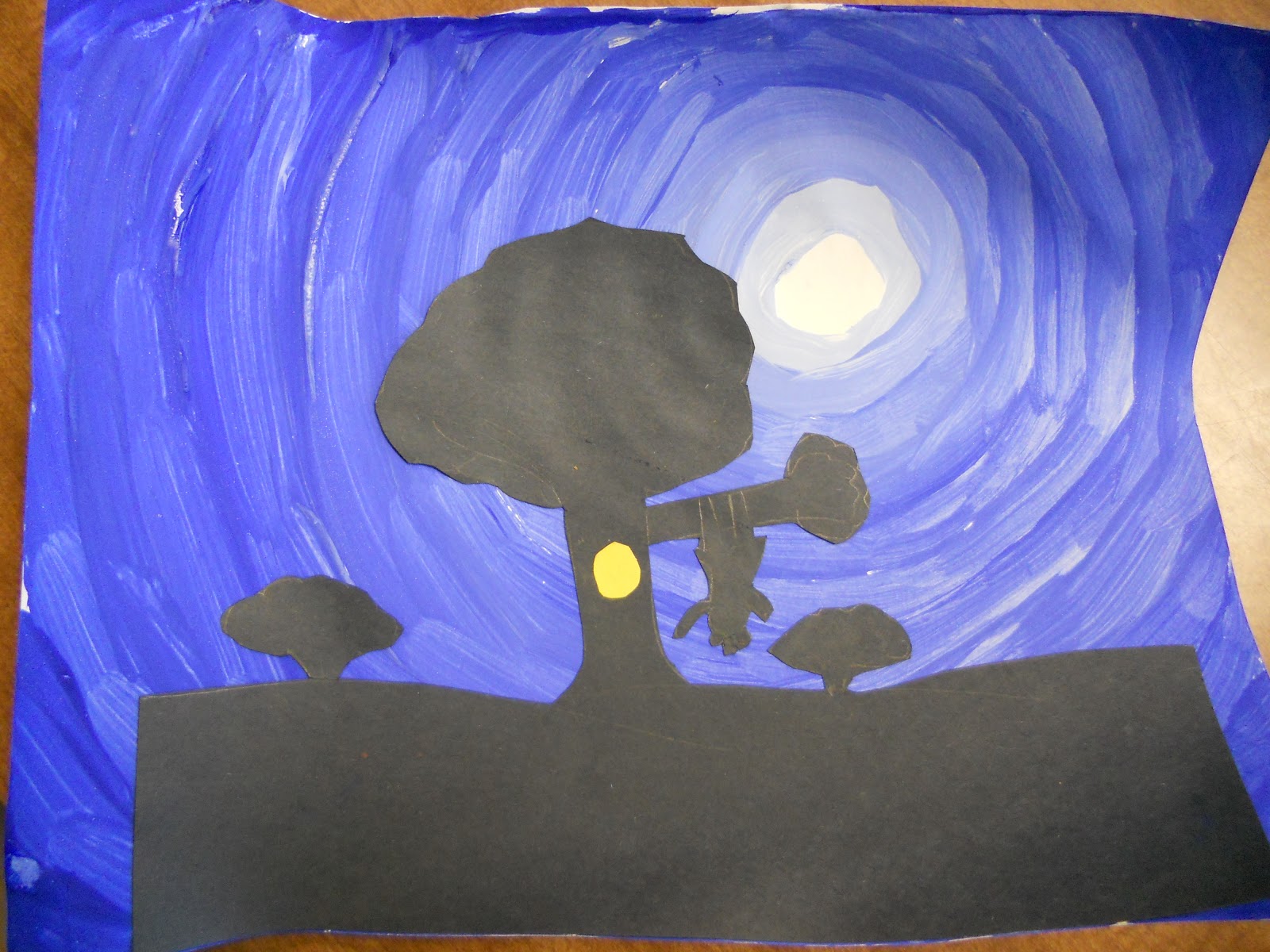 Winter Tree Silhouette Painting