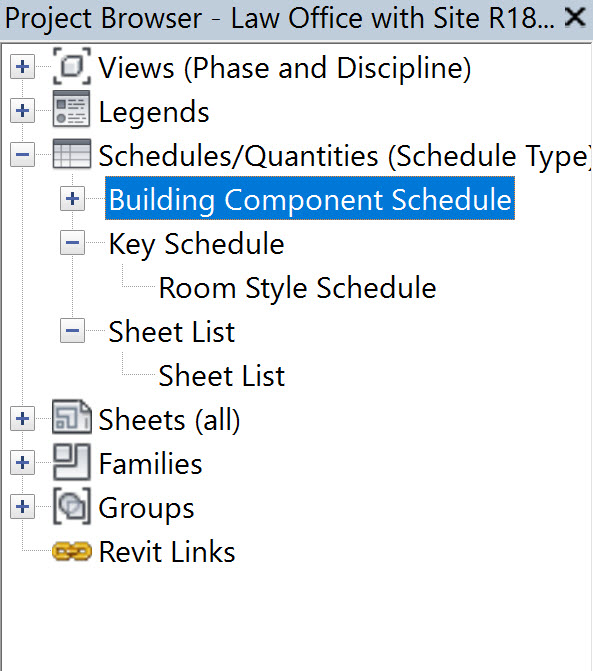 BIM Chapters: Browser Organization for Schedules in Revit 2018.1