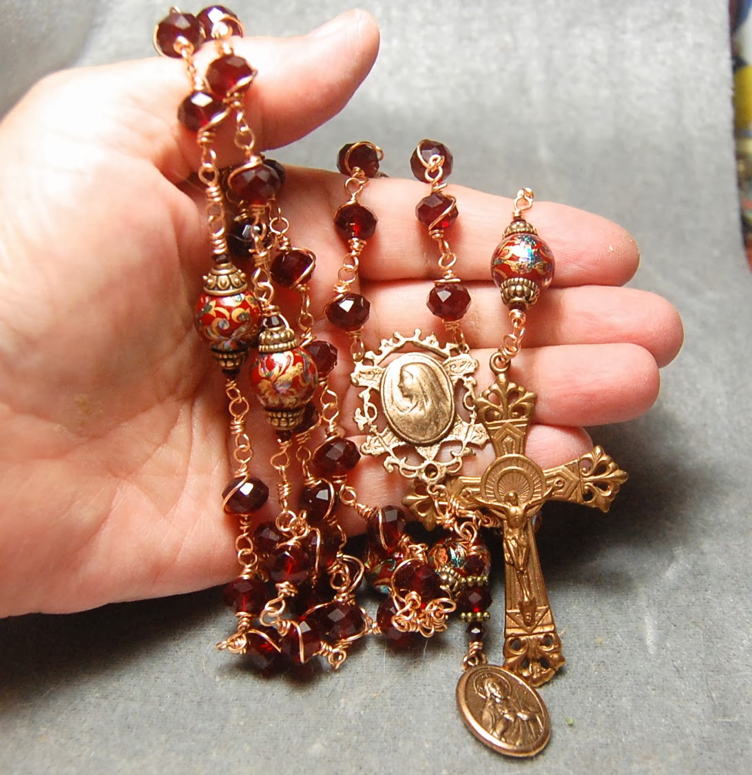 HeartFelt Rosaries: Red Swarovski Crystal Rosary with Japanese Bead Paters