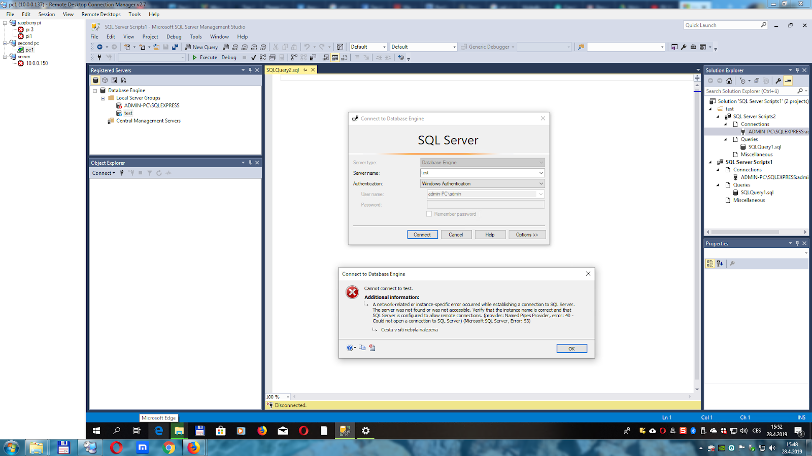 Odborná počitačová pomoc: How to reprain SQL conection or create new ...