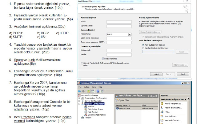 AĞ SİSTEMLERİ DERSLERİ: E-POSTA SUNUCU SINAVLAR