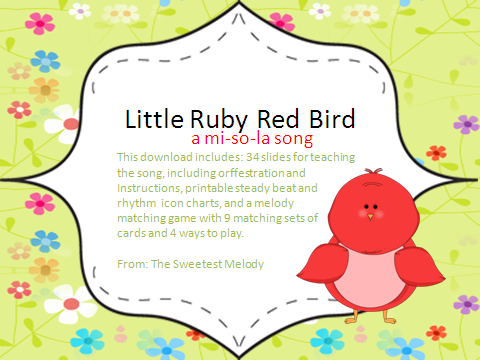 The Sweetest Melody: Little Ruby Red Bird - a mi so la song and game ...