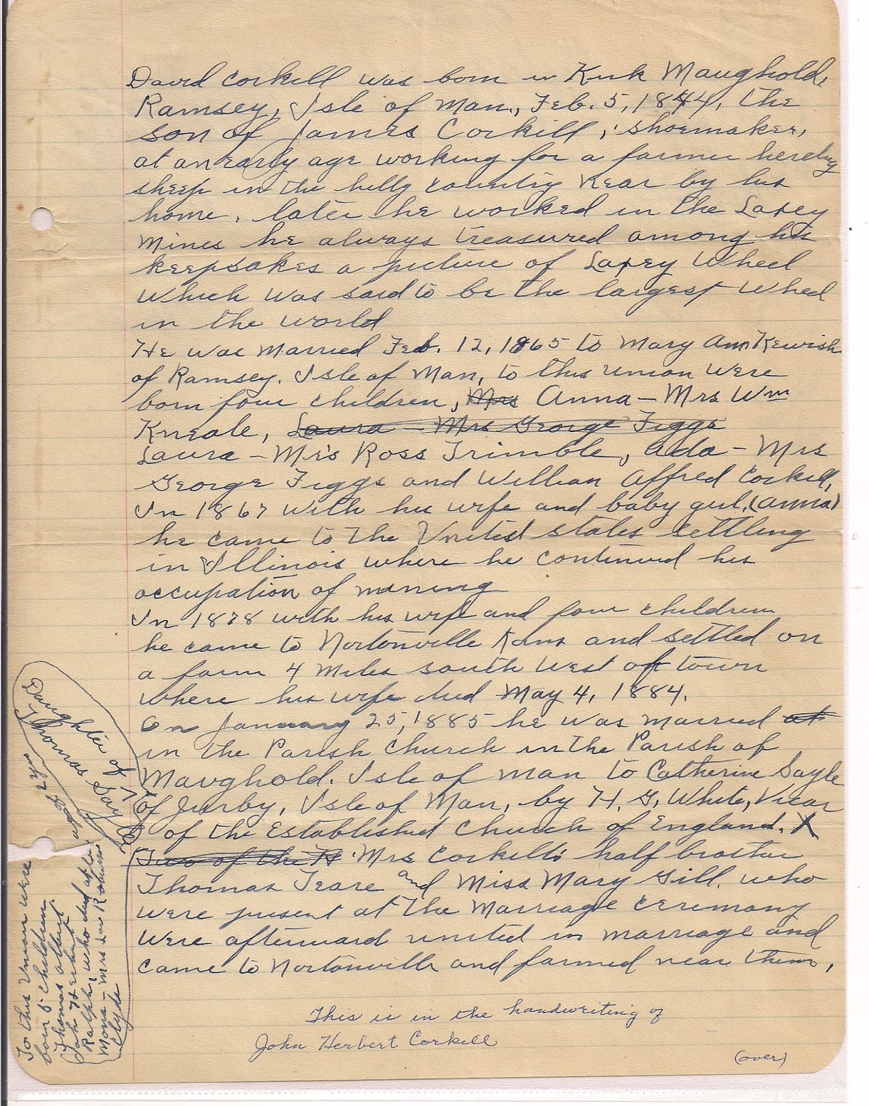 Corkill Family Blog: John Herbert Corkill, Father of Eldon Corkill