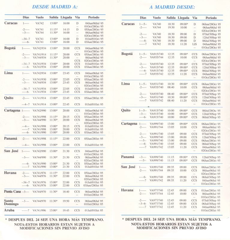 Airline memorabilia: Viasa (1995), España