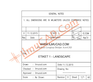 Download Etiket Gambar Teknik AutoCAD Gratis - IlmuCad 123
