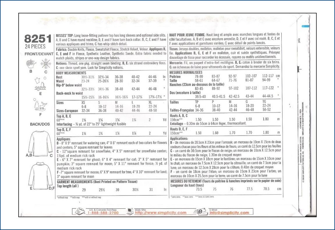 SimplySewing: Simplicity 8251 Sewing Pattern Misses Sweater Top ...