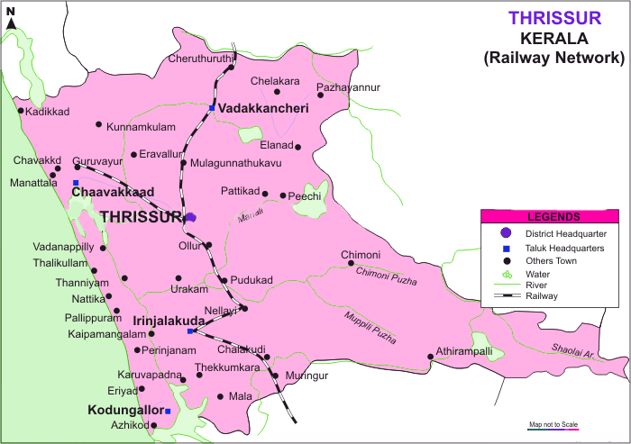 Rail-Map-india: Thrissur railways map