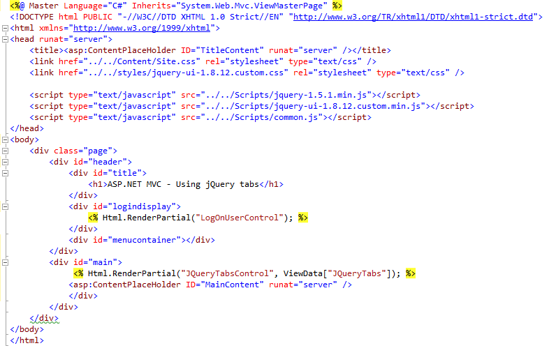 CSharp Techies: Using jQuery tabs with ASP.NET MVC