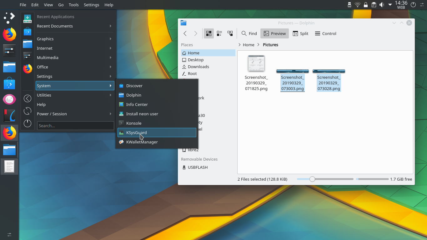 KDE Plasma Desktop + Vertical Panel + Global Menu