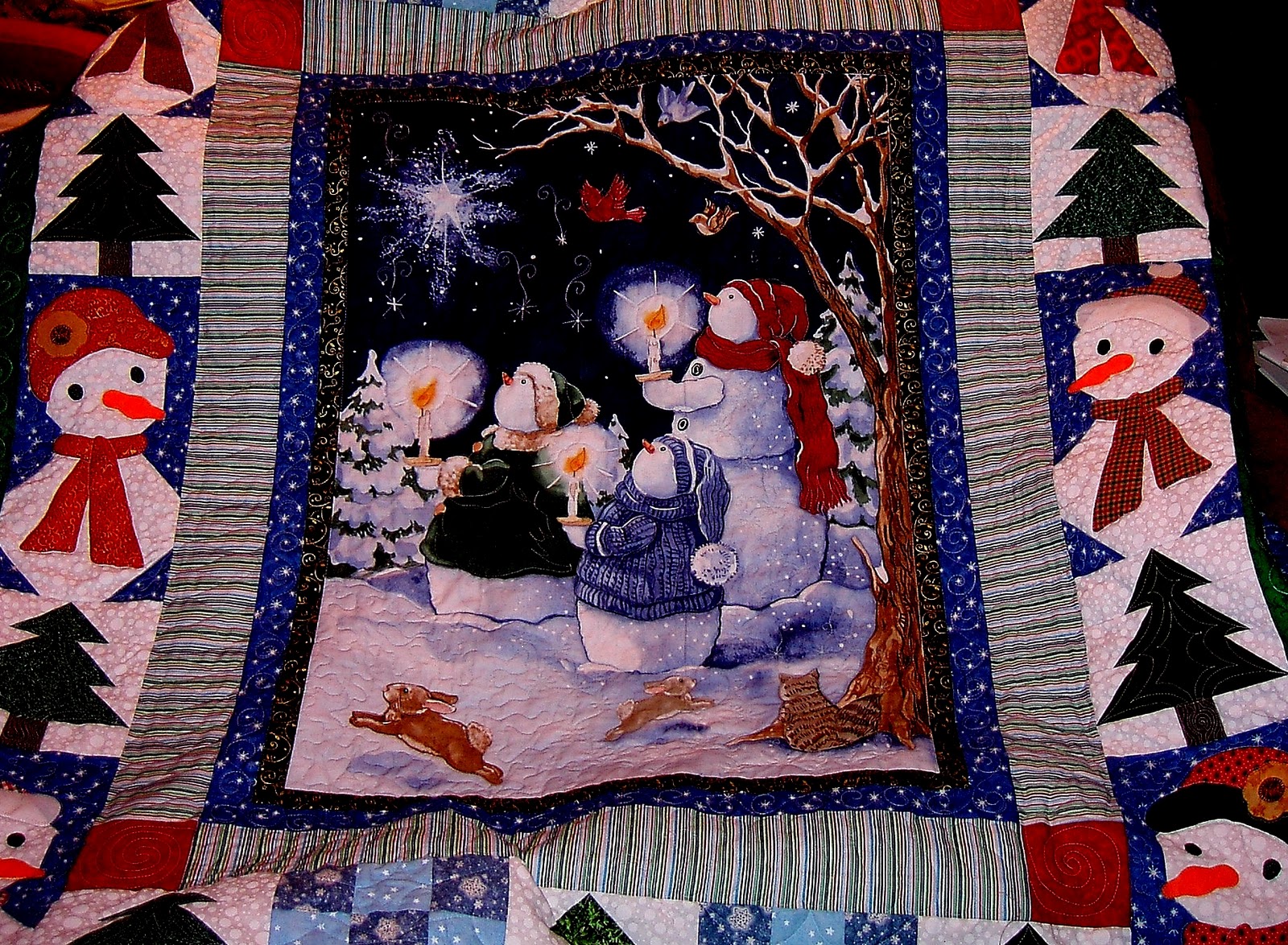 Another Mary Ann Custom Machine Quilting: Snowman quilt