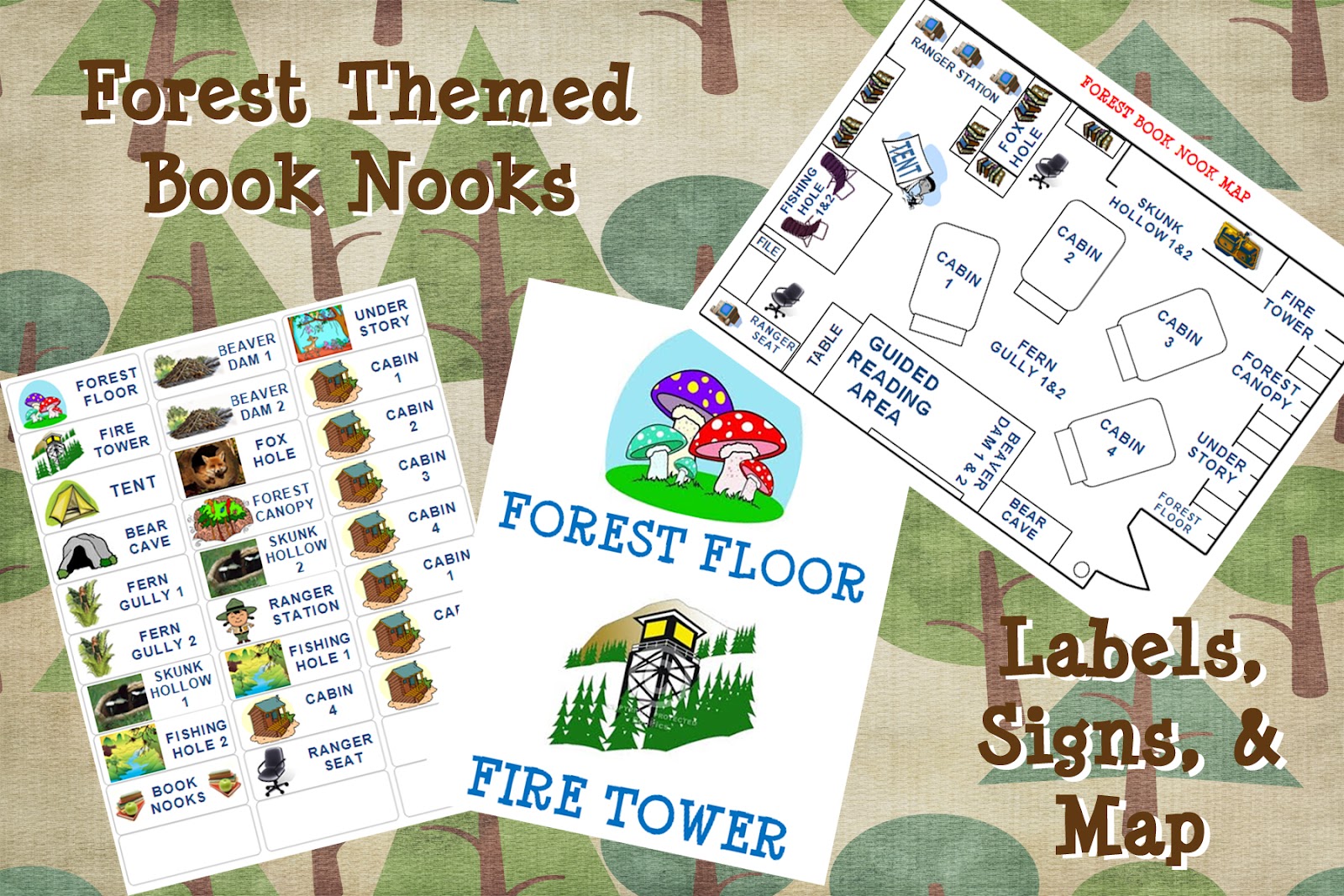 4th Grade For Sure Freebies: Forest Themed Book Nooks