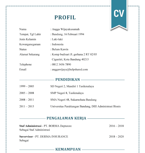 Contoh Surat Curriculum Vitae Pdf Terbaru - Boomingblogsales blog