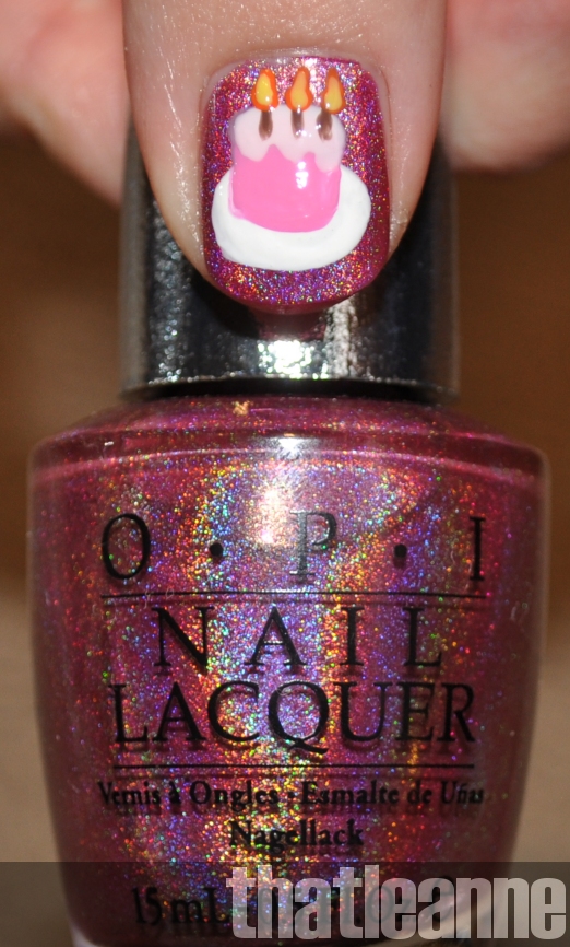 thatleanne: Birthday Cake Nail Art feat. OPI DS Signature!