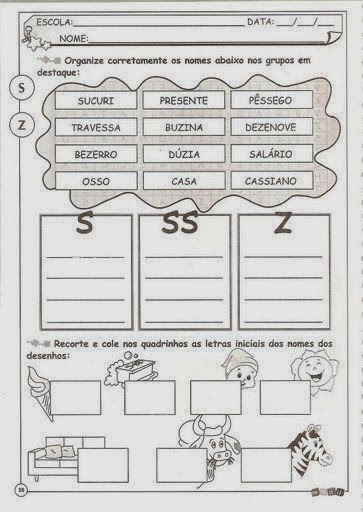 Atividades Educativas: Atividades dificuldades ortográficas S e Z 3º Ano