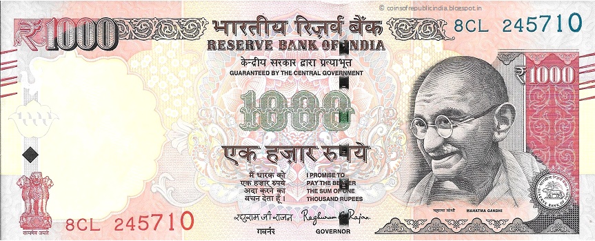 Republic India Coins, Proof Set, Currencies: One Thousand Rupee Note ...