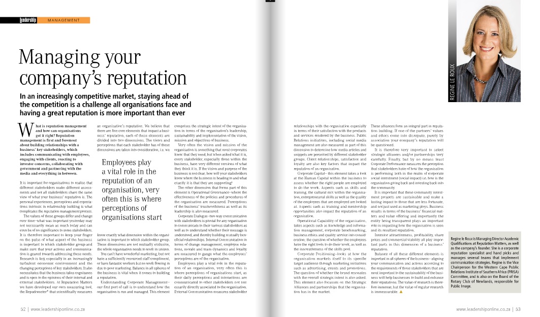 Businesswoman's Blog: Leadership Magazine: Managing Your Company's ...