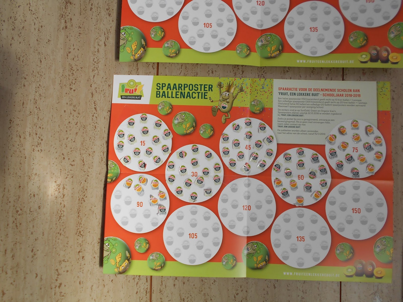 Juf Sofie: "Waar is Wally? wandeling" en "Zespri kiwi" stickers sparen