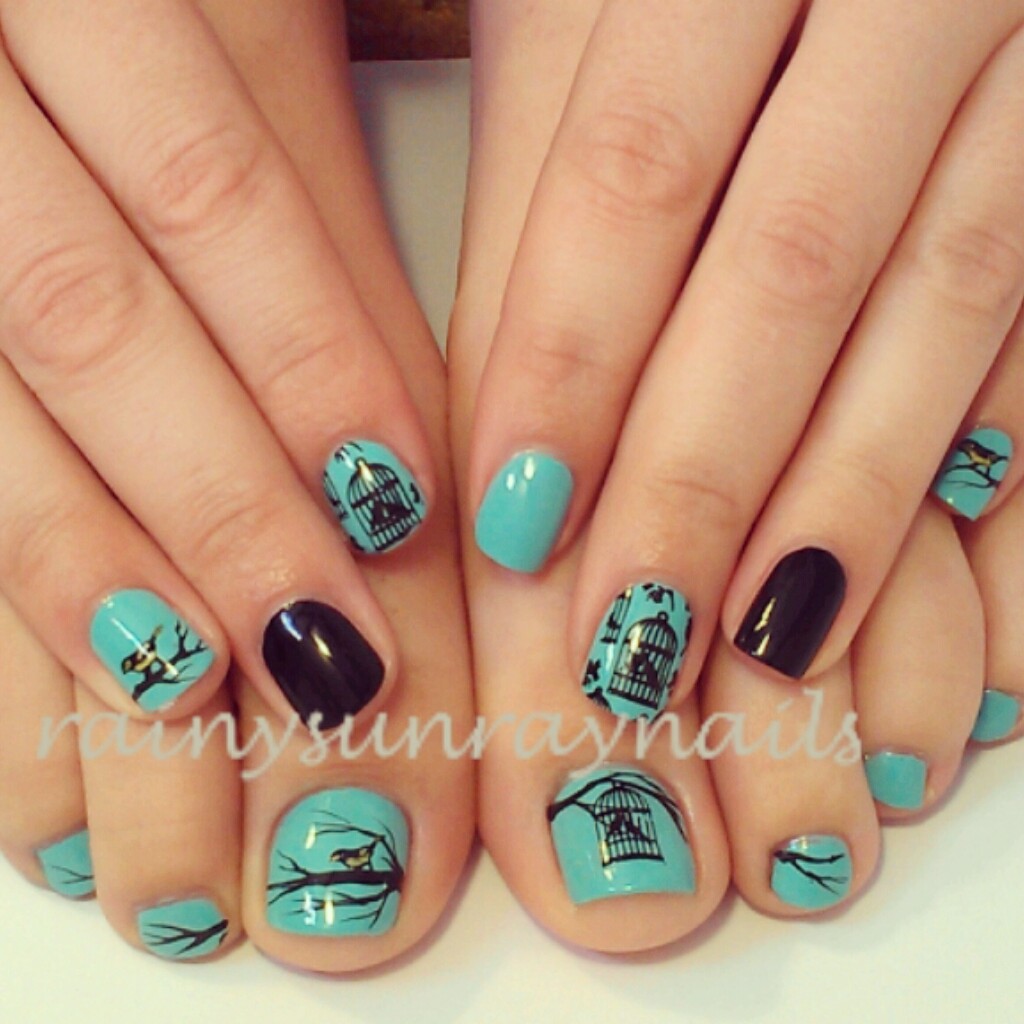Rainysunraynails Feathered Friends Mani Pedi Bird Nail Art