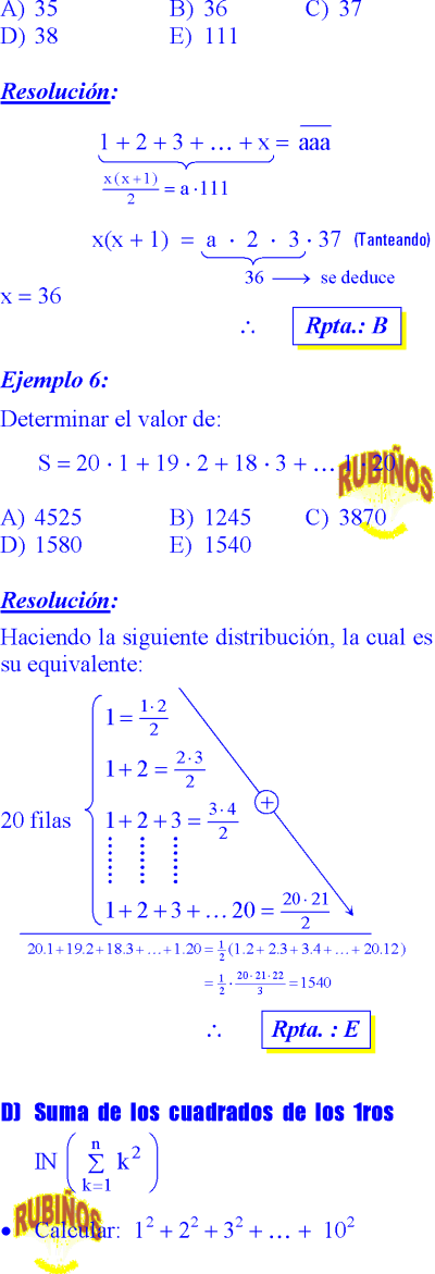 SUMATORIAS EJERCICIOS RESUELTOS