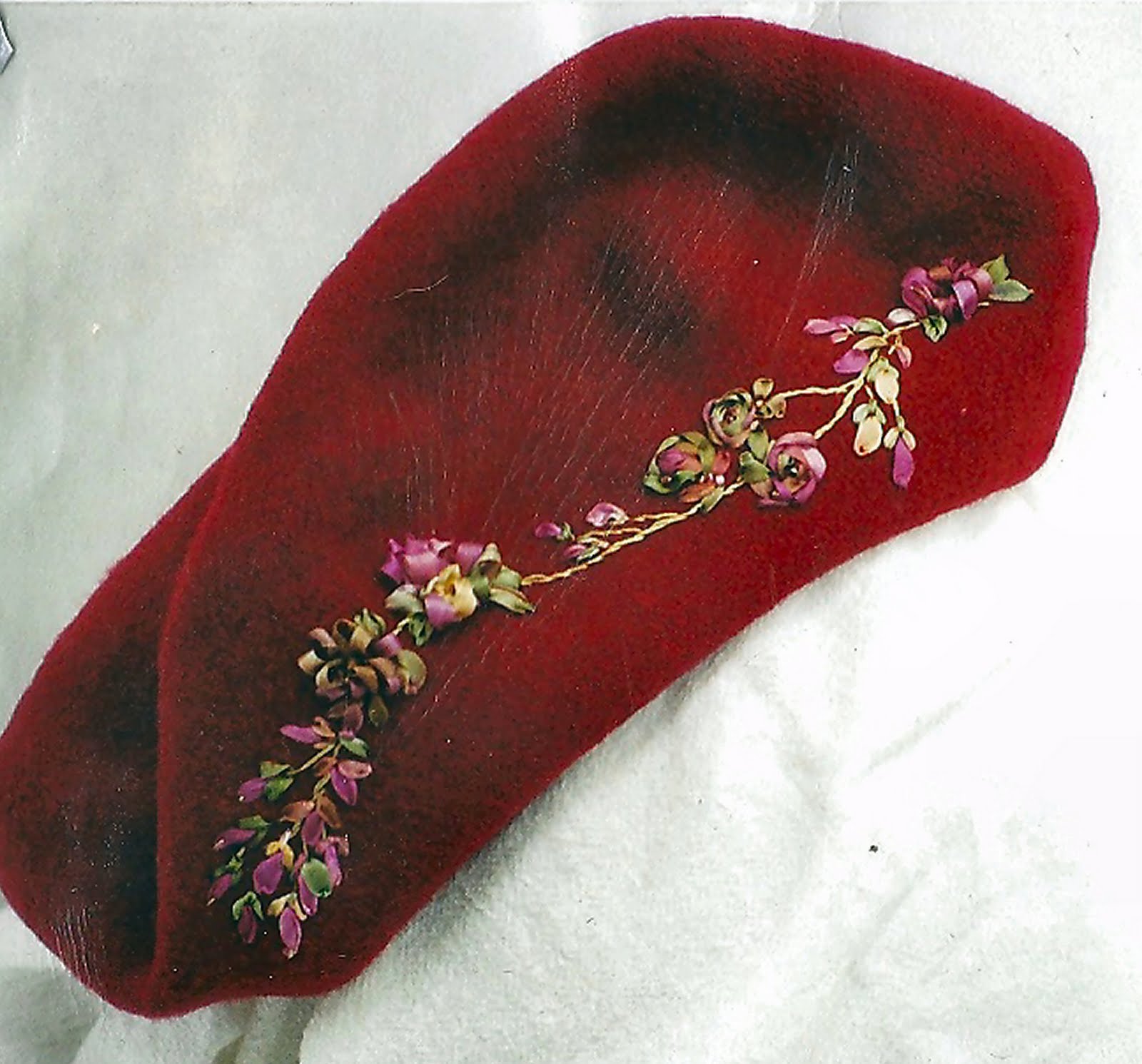 ribbonsmyth: Silk Ribbon Embroidered Beret