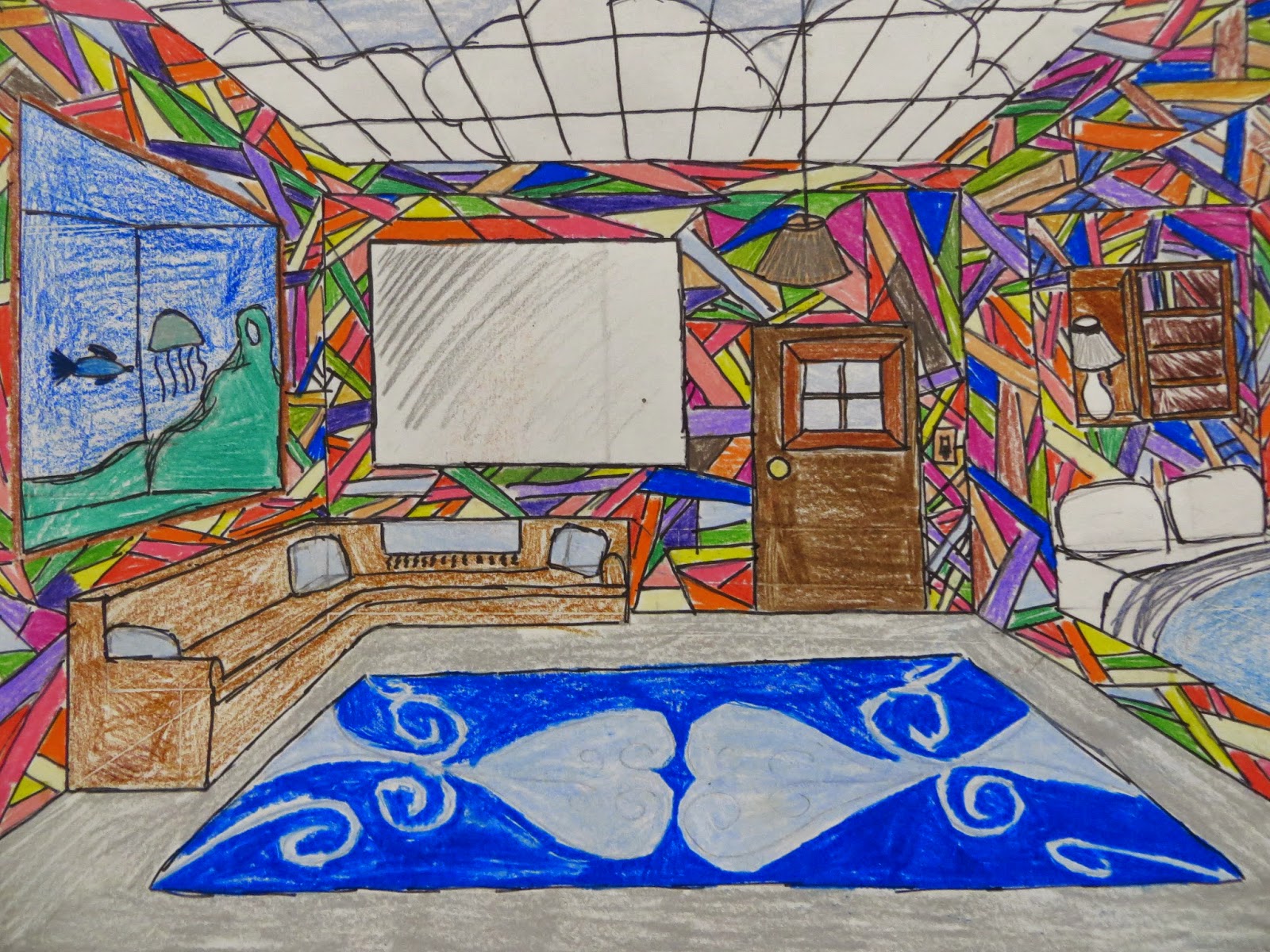Shana's Art Room : 6th Grade One Point Perspective Van Gogh Rooms
