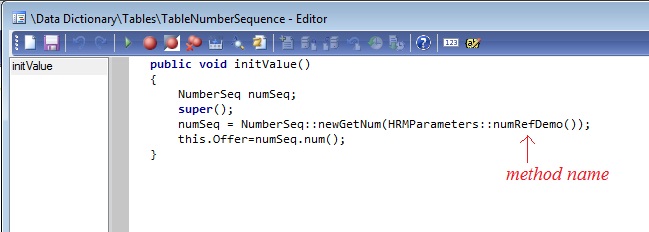 Microsoft Dynamics Ax: How to use generated number sequence at table level