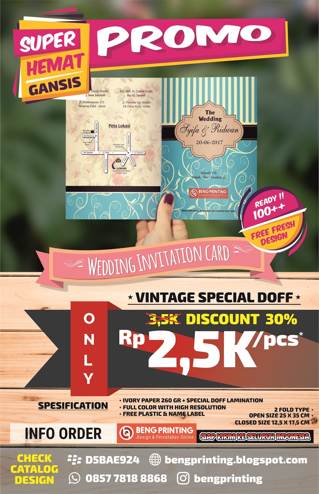 PROMO UNDANGAN VINTAGE SPECIAL DOFF - PERCETAKAN ONLINE BENG PRINTING