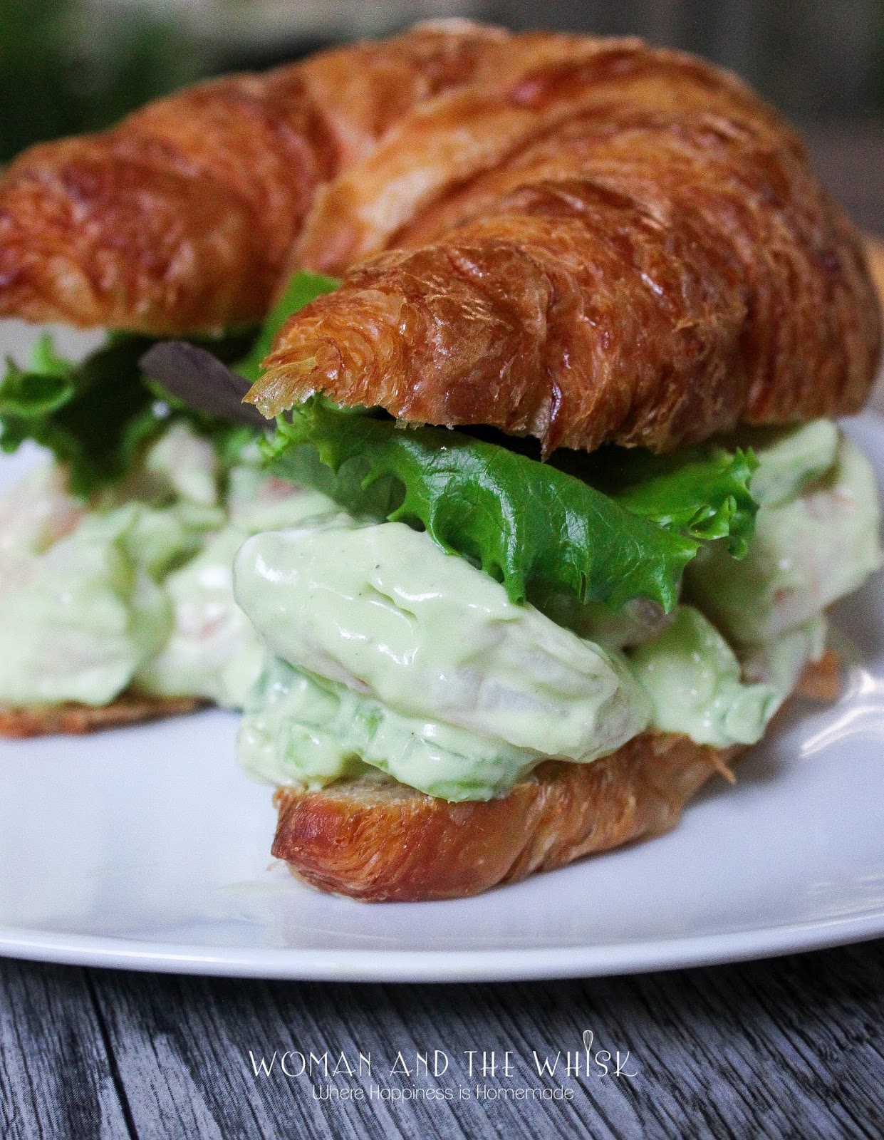 Woman and the Whisk: Creamy Avocado Shrimp Croissant Sandwich