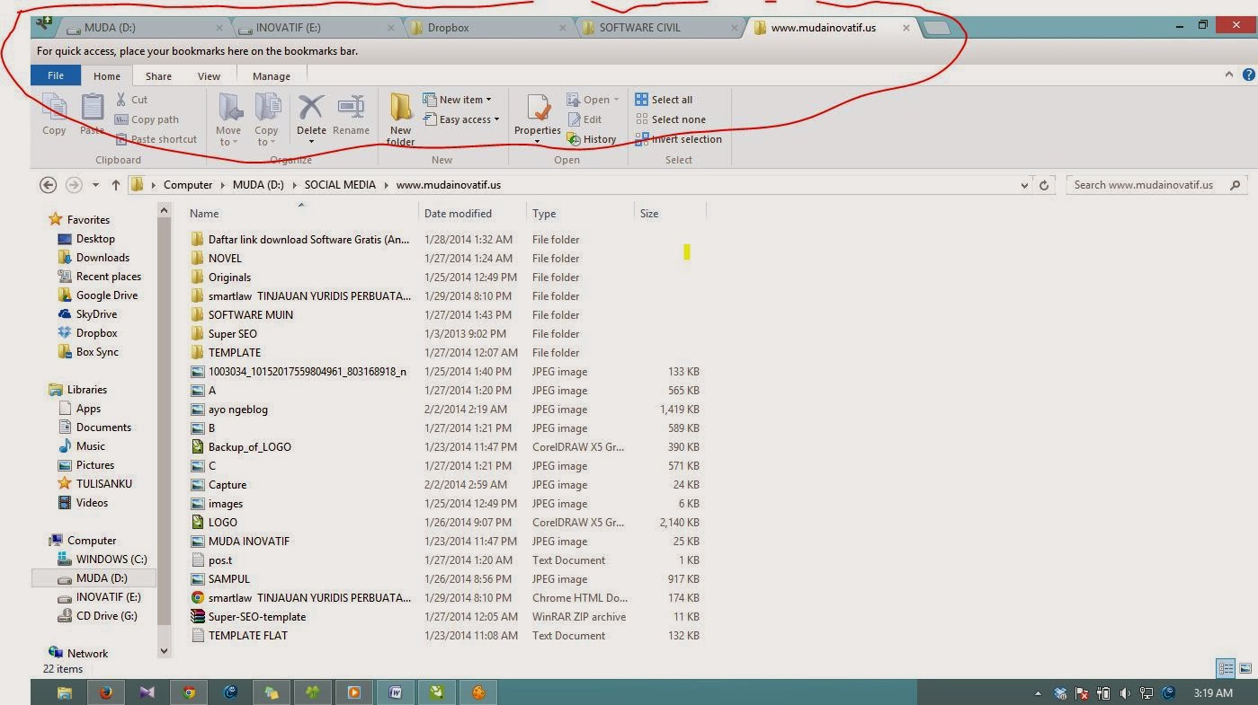 MUDA INOVATIF: Clover tampilan File explorer dengan tab