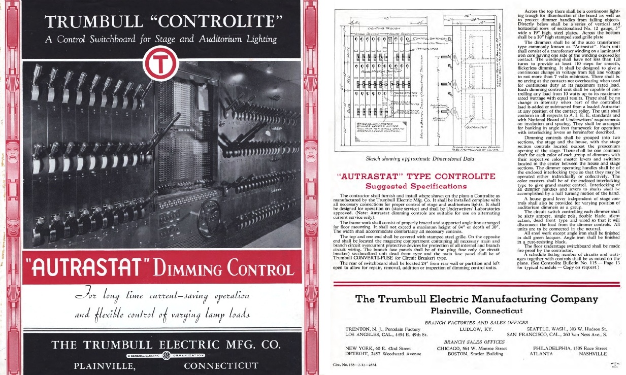 VINTAGE THEATRE CATALOGS: TRUMBULL ELECTRIC MANUFACTURING CO. (CATALOGS ...
