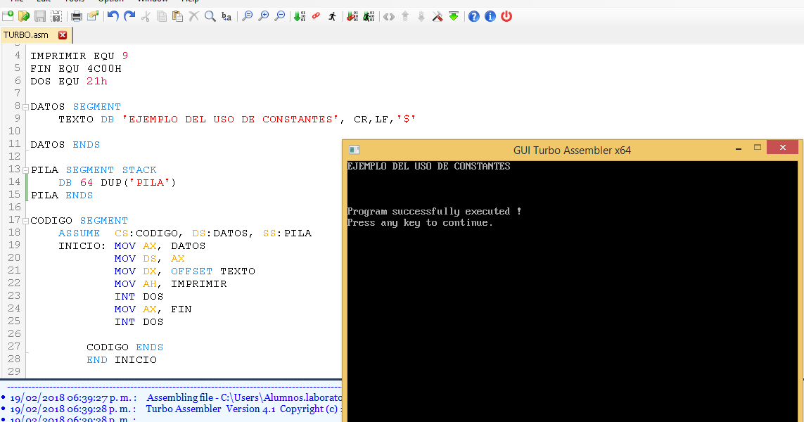 ROMEO CRUZ - I.S.C.: PRACTICAS EMU 8086 / TURBO ASSEMBLER