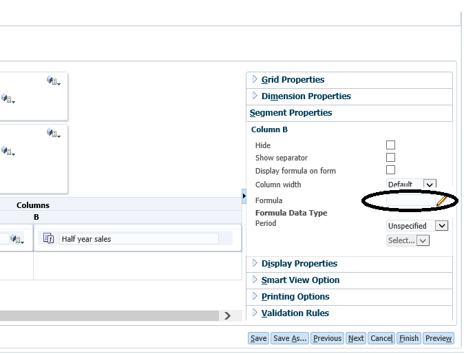 Adding formulas to the Dataforms - Hyperion Planning