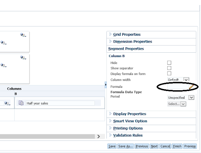 Adding formulas to the Dataforms - Hyperion Planning