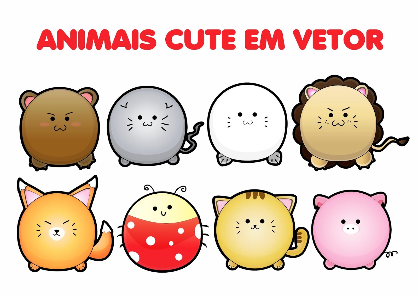 Animais cute vetorizados em Corel Draw - Vetores Download