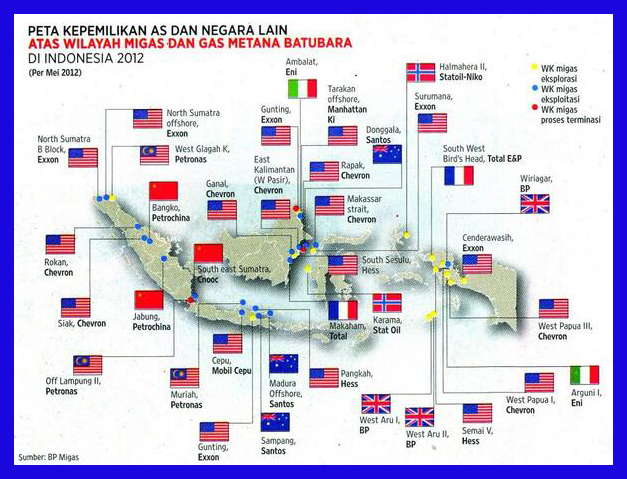 working areas of oil and foreign countries in Indonesia