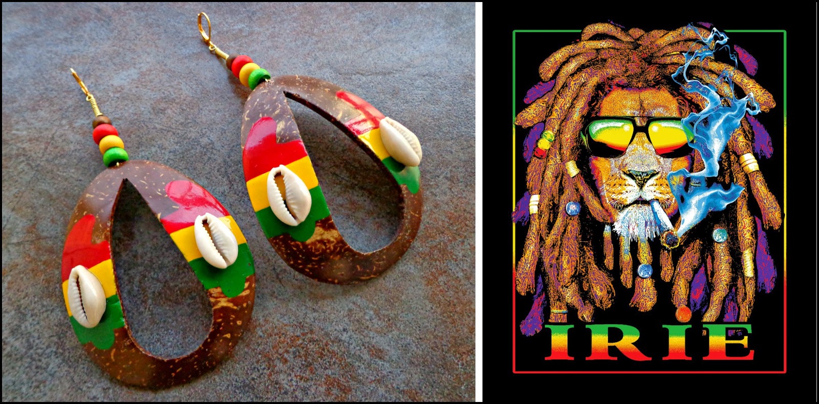 Uniquely & Brilliantly Adorned: Bashy Rastafarian Coconut Earrings: A ...