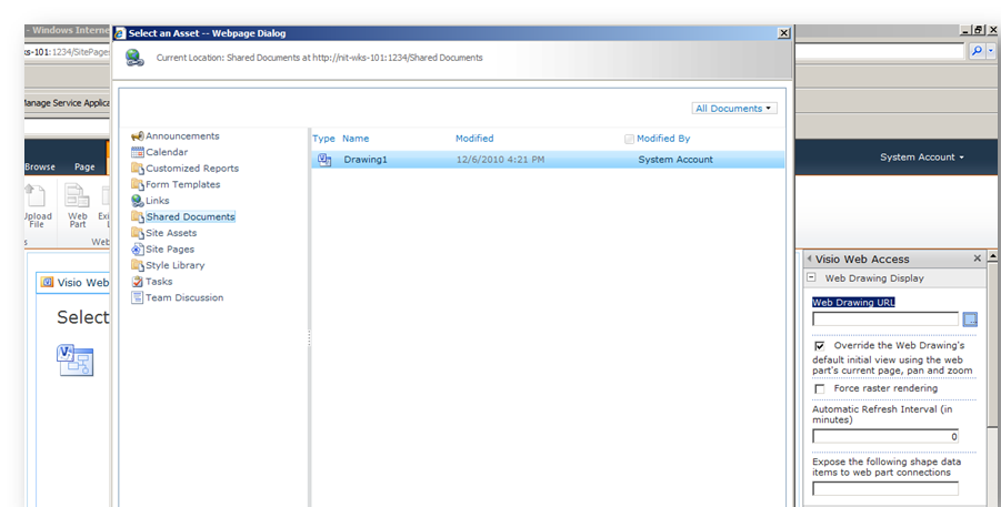 Excel and Visio Web Access Web Parts in SharePoint 2010