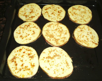 Baked spicy sweet potato - Baked genasu - Kananga recipe - Vidya's Recipes