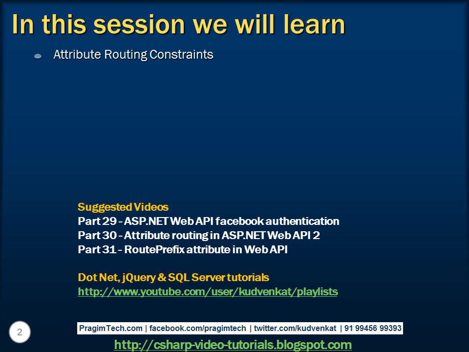 Sql Server Net And C Video Tutorial Web Api Attribute Routing Constraints