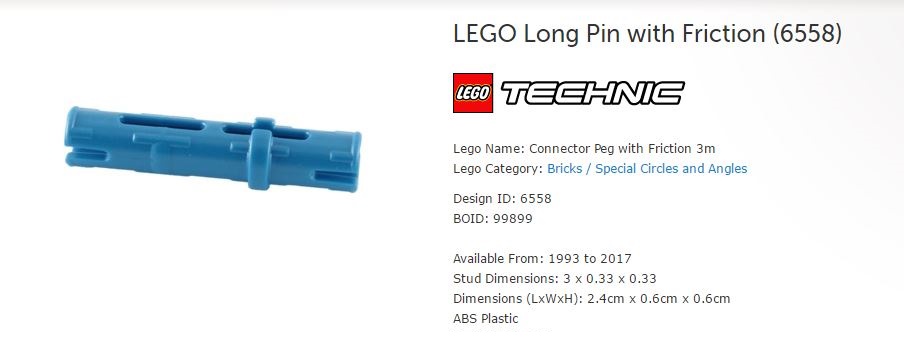 LEGO 6558 Technic Blue LONG PIN Connector Peg w/ Friction 3m ~ stores ...