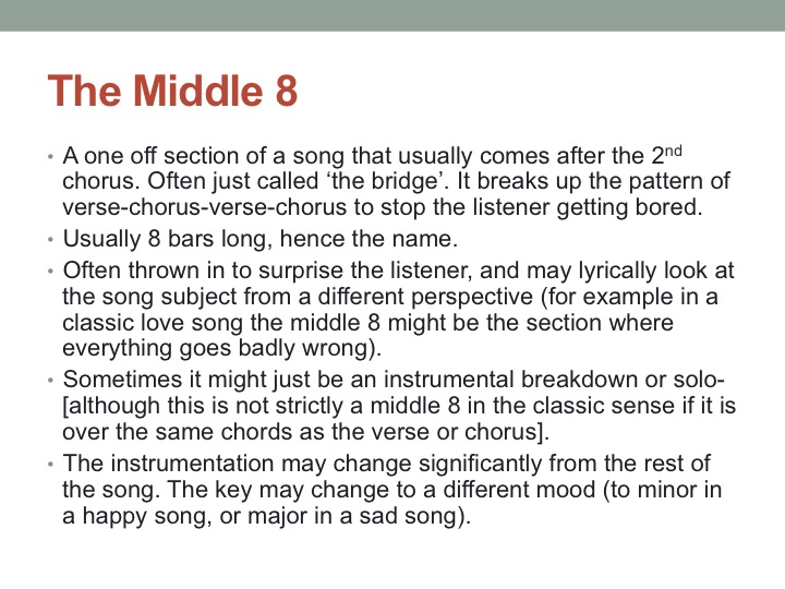 BIMM Ear Training 2012/13: Week Seven: Song Structure Terminology
