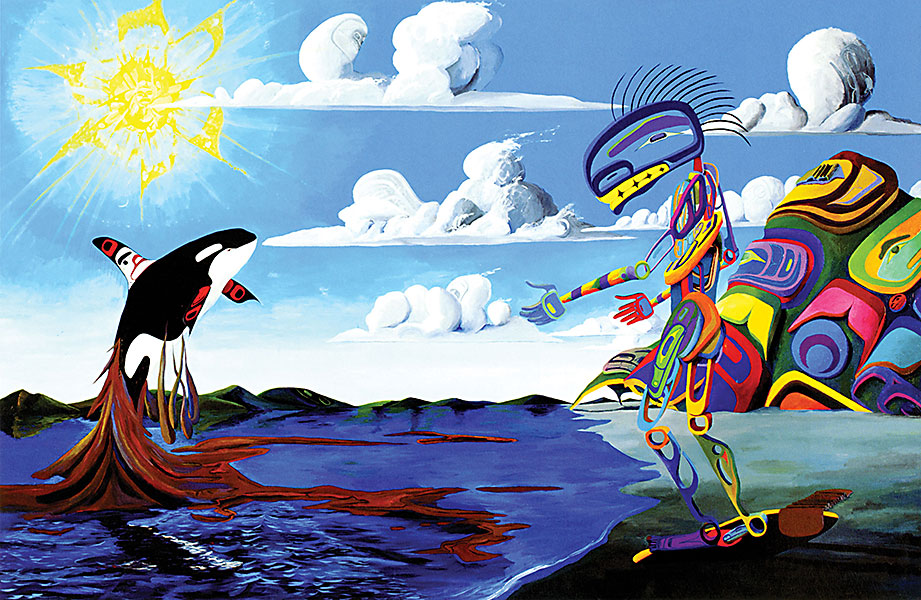 White Wolf : Coast Salish artist creates surreal images of greed ...