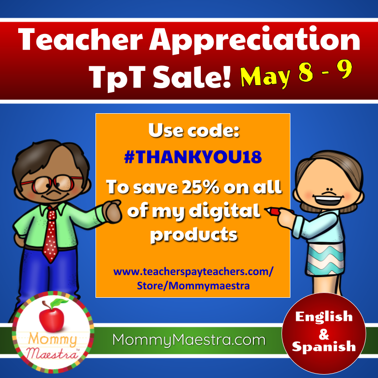Mommy Maestra: Teacher Appreciation TpT Sitewide Sale May 8 - 9