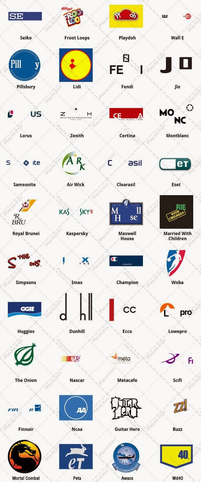 Level 13 - Logo Quiz Bubble Answers